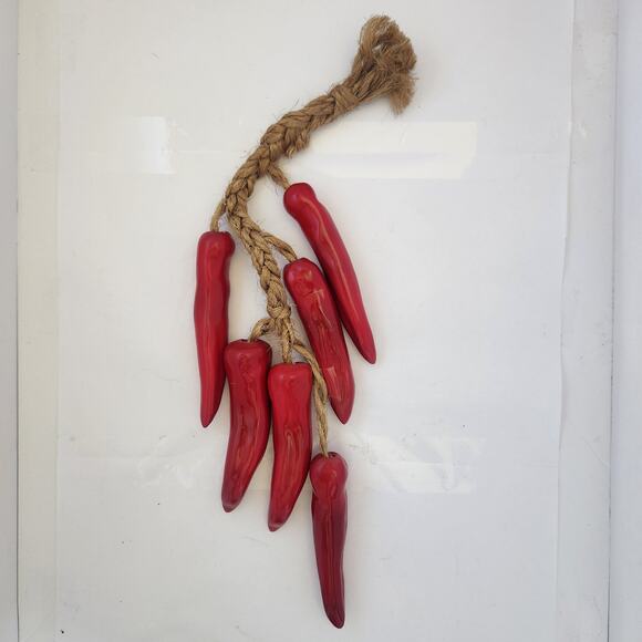 None and/or Unknown | Accents | Ceramic Red Chili Peppers On Braid 6 ...